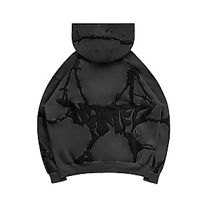 XSHYE Y2k Zip Up Hoodie for Women Men Graphic Vintage Oversized Sweatshirts Aesthetic Pullover Streetwear Jackets(Ad Black,Small)