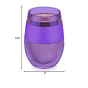 Host Cooling Cup Set of 1 Plastic Double Wall Insulated Freezable Drink Chilling Tumbler with Freezing Gel, Wine Glasses for Red and White Wine, 8.5 oz, Translucent Purple