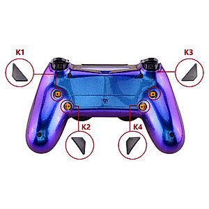 eXtremeRate Chameleon Purple Blue Dawn Programable Remap Kit for PS4 Controller with Upgrade Board & Redesigned Back Shell & 4 Back Buttons - Compatible with JDM-040/050/055 - Controller NOT Included