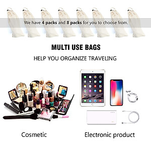 PlasMaller Shoe Storage Bags 100% Cotton with Drawstring For Men and Women for Travel Protecting and Storing Shoes (Beige, Set of 4)