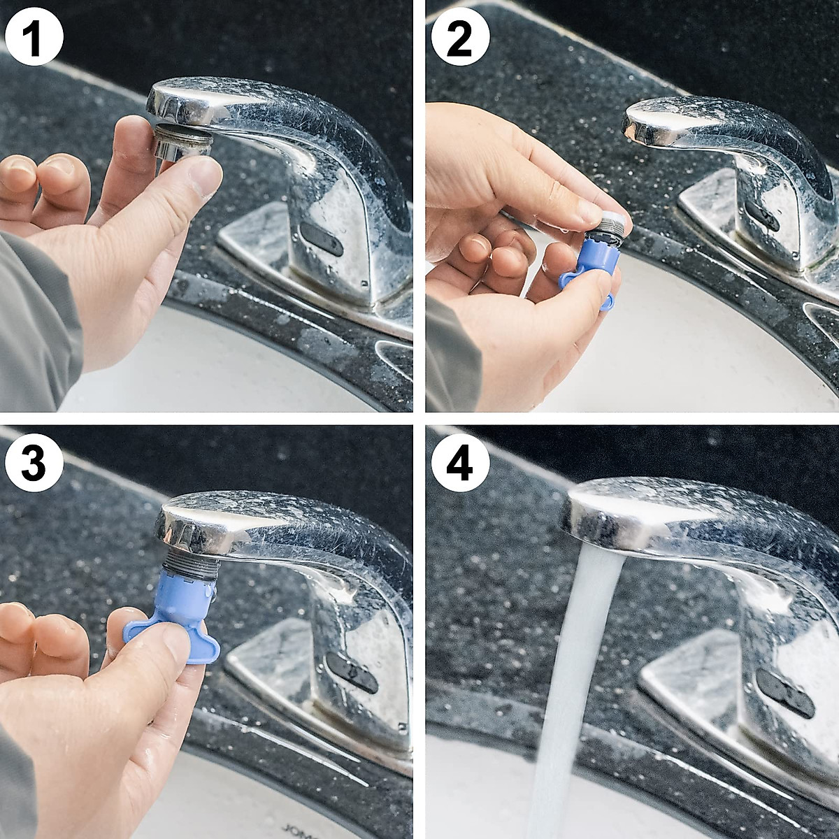 12 Pieces Faucet Cache Aerators with Faucet Aerator Removal Tool Water Saving Flow Restrictor Set Replacement Part for Bathroom or Kitchen,4 Size(M16.5 18.5 21.5 24 mm)