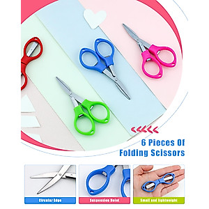 YETOOME 6 Pcs Folding Scissors, Small Stainless Steel Foldable Scissors, Portable Mini Travel Scissors for Home Travel School Office
