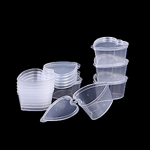 ccHuDE 30 Pcs 45ml Heart Shaped Slime Storage Containers Small Plastic Box with Lids Sauce Cups Souffle Cups