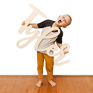 Custom Wood Name Sign for Nursery or Kids Room | Instant Font Preview + Multiple Styles Available Unpainted, Painted, or Stained | Personalized Baby Gift (Unpainted Quick Ship Name Sign)