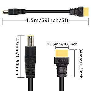 GINTOOYUN DC 8mm to XT60 Power Cable, 5Ft DC7909 7.9mm x 5.5mm Male to XT-60 Male Adapter Cord for for Solar Panels Portable Power Station 14AWG 1.5m