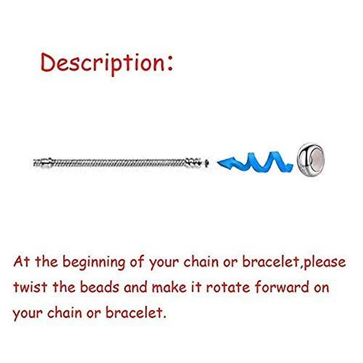 2Pcs Round Rubber Spacer Charms 925 Sterling Silver Stopper Bead Charms for Pandora 3mm Snake Chain Bracelet (Shiny Silver)