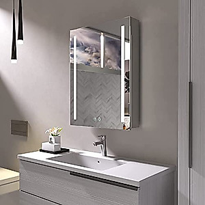 Seenvlog Bathroom Medicine Cabinet with Lights, LED Mirror Medicine Cabinet, Defogger, Dimmer, Memory Function, 20" x 28" Lighted Medicine Cabinet, Surface Mount