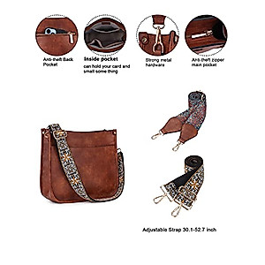 Caitina Cross Body Bag Vegan Leather Hobo Handbags Designer Crossbody Purses Bucket Bag For Women with 2 Adjustable Strap(Dark Brown)