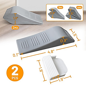 ROBLOCK Door Stoppers, 2 Pack Door Wedge for Bottom of Door Prevent The Lock-Outs, Floor Sturdy Stackable Door Stops for Carpet Heavy Duty Door (Gray)