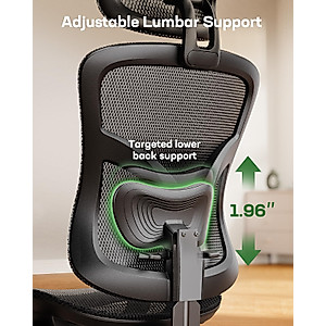 Marsail Ergonomic Mesh Office Chair: Mesh Computer Desk Chair with Adjustable Lumbar Support, 2D Headrest&2D Armrest, Ergonomic Gaming Chair for Home Office, Black