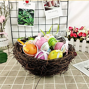 FUTUREPLUSX Artificial Birds Nest, 1PCS Crafts Handmade Natural Easter Birds Nest Rattan Birds Nest for Garden Yard Home Party Easter Decor Small