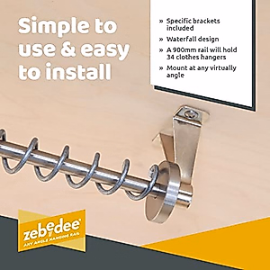 Zebedee Sloping Clothes Rack – Sloped Ceiling Closet Solutions Any Angle Hanging Rail - The Ceiling Clothes Rack for Attic Closet – Loft Furniture - Under Stairs Storage (900 mm /35.5")