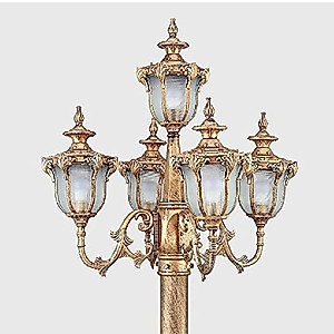 High Pole Street Lamp 5-Lights Outdoor Pillar Post Lantern IP55 Waterproof Rainproof Landscape Lighting Retro Post Light Driveway Pathway Aluminum Column Lamp