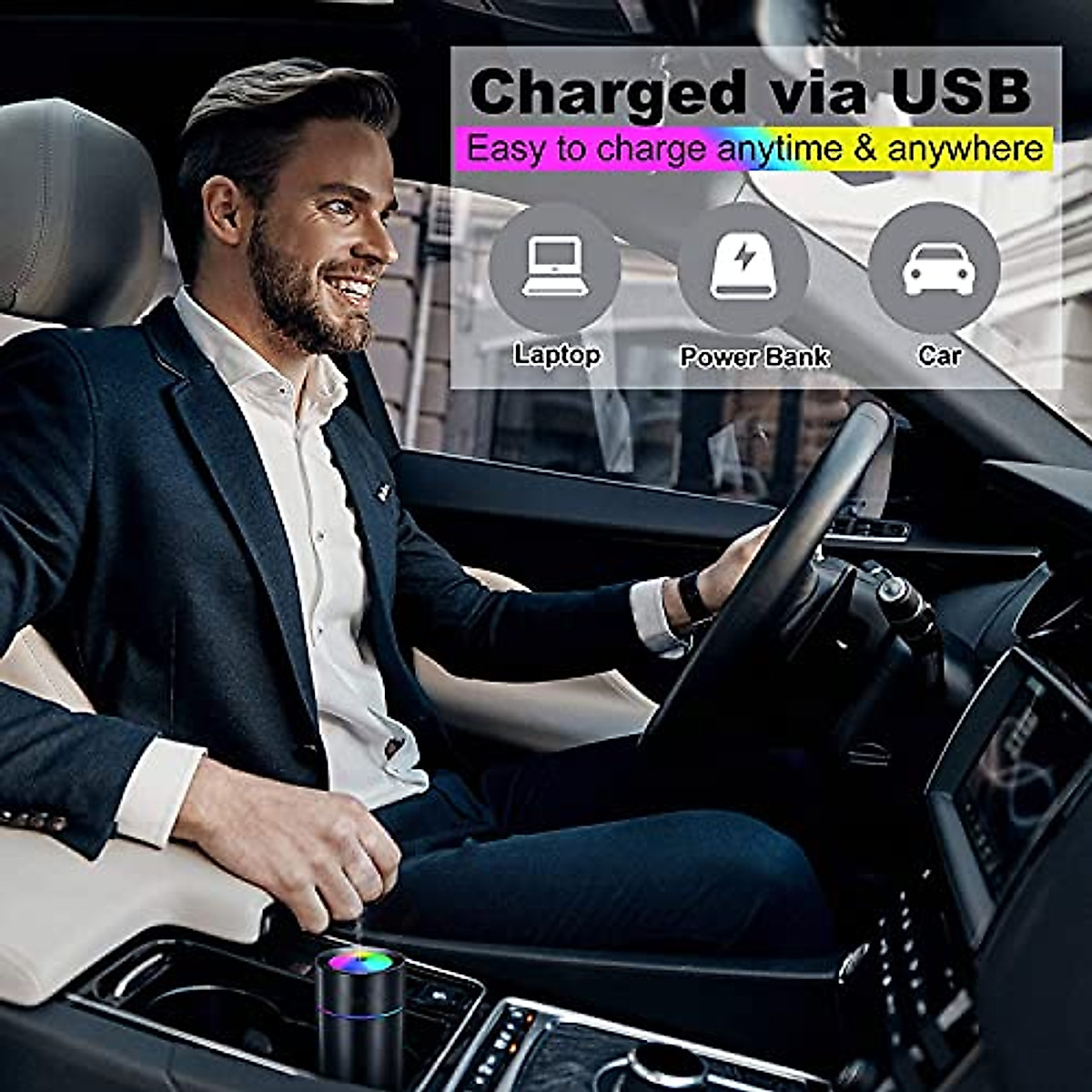 Mini Humidifier, Cool Mist Portable Mini USB Humidifier for Plants Car Baby Bedroom with Auto Shut-Off, Best Personal Humidifier (Black-320ML)