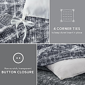 Comfort Spaces Queen Duvet Cover Set - Grey Bedding for All Season, Ultra Soft 3 Pieces Reversible Duvet Cover with 2 Matching Shams, Button Closure, Machine Washable, Full/Queen