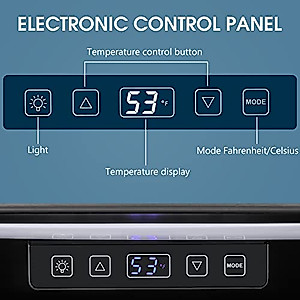 R.W.FLAME Beverage Refrigerator Cooler, Mini fridge with Double Glass Door and LED Lights, Small Refrigerator for Office, Home or Bedroom, Wine Cooler Digital Temperature Control