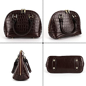 Zip Around Dome Patent Leather Satchel Mini Top Handle Tote Bag Shell Shape Purse Handbags