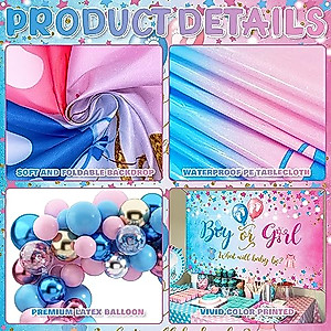 92Pcs Gender Reveal Decorations and Baby Box with Letters Set Boy or Girl Gender Reveal Party Supplies Party Ideas Tablecloth Backdrop Pink and Blue Balloons Baby Boxes with Letters Decorations Kit