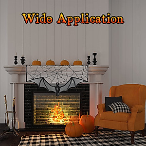 Tatuo 3 Pieces Halloween Valances Halloween Windows Decorations Black Lace Cobweb Mantle Scarf Spiderweb Fireplace Valances Cover Halloween Party Decorations