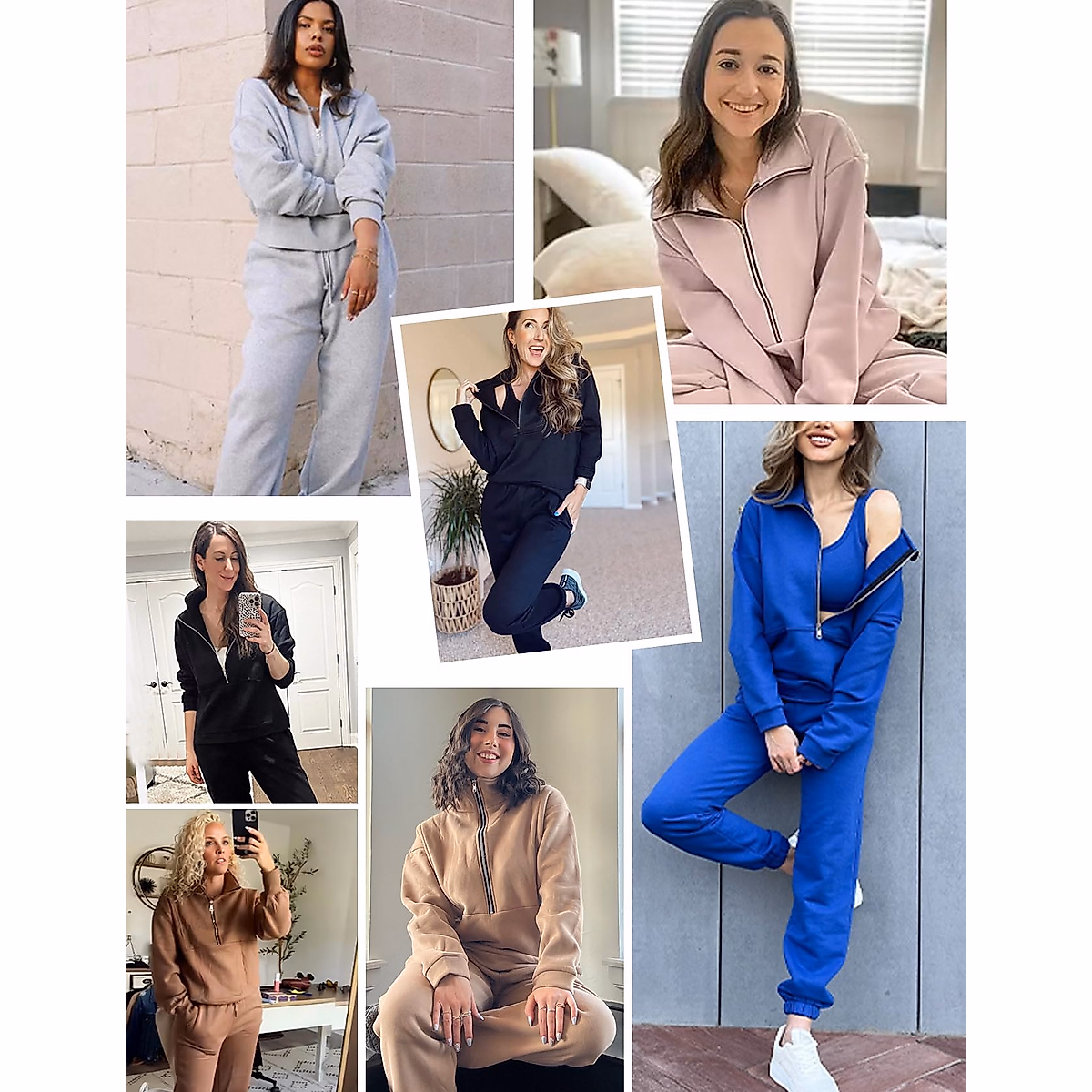 Flygo Womens Fleece 2 Piece Outfits Sweatsuit Half Zip Pullover Sweatshirt Joggers Pants Tracksuit Set (Darkgrey-M)