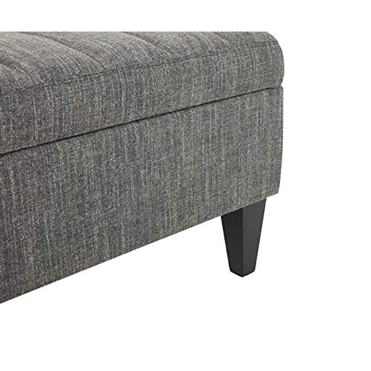 Amazon Brand – Rivet Maple Channel Tufted Upholstered Rectangular Storage Ottoman with a Soft-Close Hinge, 45.3"W, Dark Grey