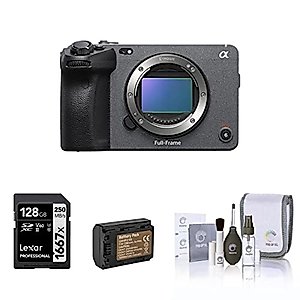 Sony FX3 Full-Frame Cinema Line Camera Bundle with 128GB SD Card, Extra Battery, Cleaning Kit
