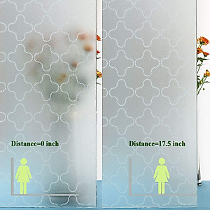 Non Adhesive Privacy Window Film, Static Cling Glass Film, Frosted Window Cling, Removable Heat Control Anti UV Decorative Door Film for Office and Home Decoration,17.5 inches by 78.7 inches
