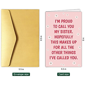 Chenive Funny Sister Birthday Card, Proud Of You Card for Sister, Congratulations Card for Sister Sis, Sister Graduation Card, New Job Card for Sister