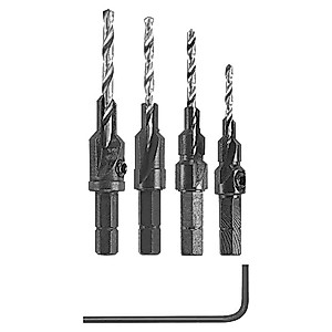 BOSCH SP515 5 Piece Hex Shank Countersink Drill Bit Set with #6, #8, #10, and #12