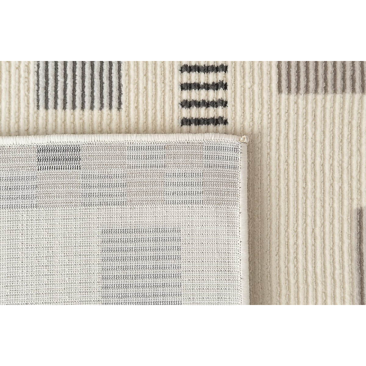 Revival Rugs Comb 8'x10’ Washable Area Rug for Living Room Bedroom - 100% Recycled Oeko-TEX Certified, Medium Pile, Beige, Cream, Gray
