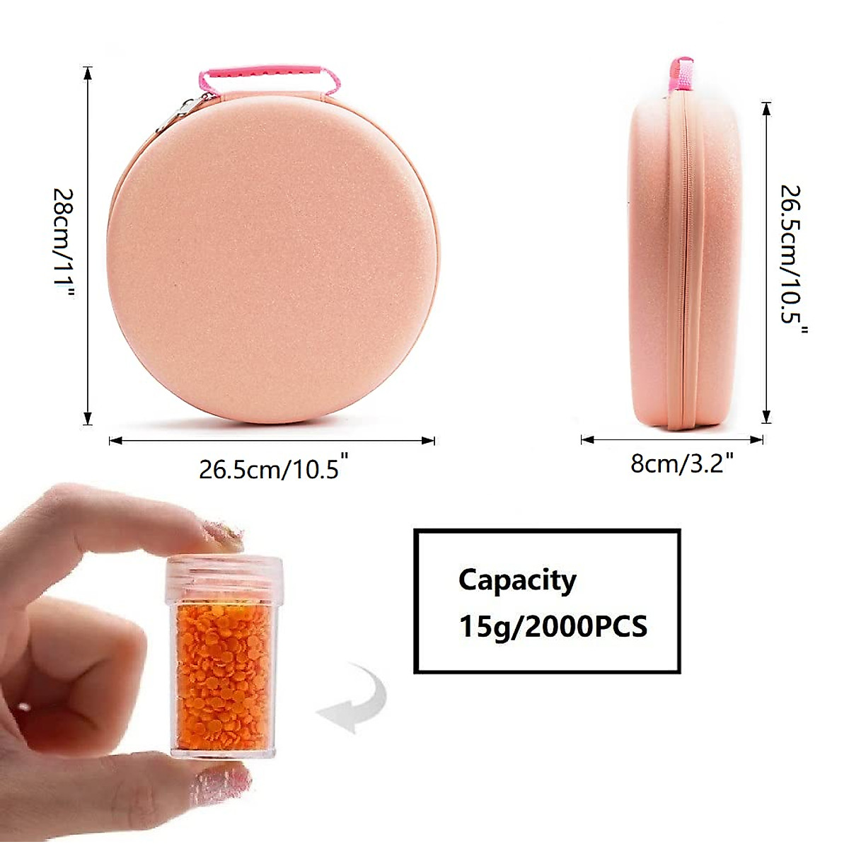 VERREO 60-Slot Diamond Painting Storage Box, Bead Storage Container Diamond Painting Accessories Kit 5D Diamond Art Craft Jewelry Pearl Ring Charm Flash Storage Box (60 Slots Pink Round)