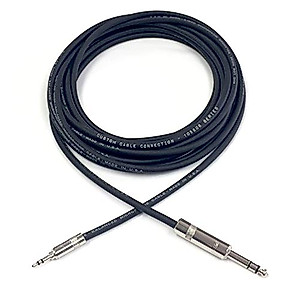 1 Foot Pro Audio 1/4 inch (6.35mm) TRS to 1/8 inch (3.5mm) TRS Balanced Cable by Custom Cable Connection
