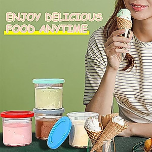 OYUPSX Creami Ninjia, Ice Cream Containers, Replacement Pints and Lids for Ninja Creami, Compatible with NC299AMZ & NC300s Series Ice Cream Maker. BPA Free, Safe Leak Proof, Dishwasher Safe (2 pcs)