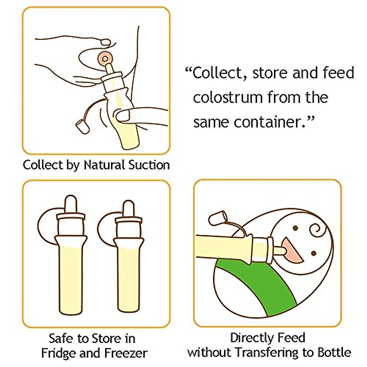 Haakaa Silicone Colostrum Collectors Set with Clear PP Storage Case 4 ml, 6 PK