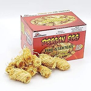 BBQ Dragon Egg Fire Starter-50 Pack Fire Starters for Fireplace-Ultra Fast, Long Lasting Charcoal Starter-Waterproof, Natural Fire Starters for Wood Stove, Campfire, Fire Pit, Charcoal Grill, Fatwood