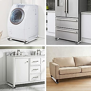 Exttlliy Heavy Duty Base Appliance Rollers Pair Upgrade Move Tools Adjustable Expandable for Washer and Dryer Steel Appliance Trolley Furniture Mover Sliders (White1)