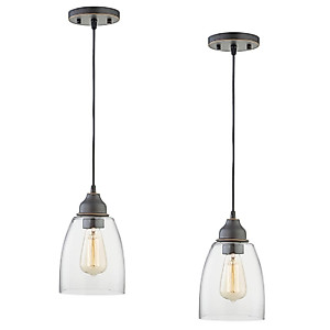 WISBEAM Pendant Lighting Fixture, Hanging Ceiling Lights with E26 Medium Base Max. 60 Watts, ETL Rated, Bulbs not Included, Bronze, 2-Pack