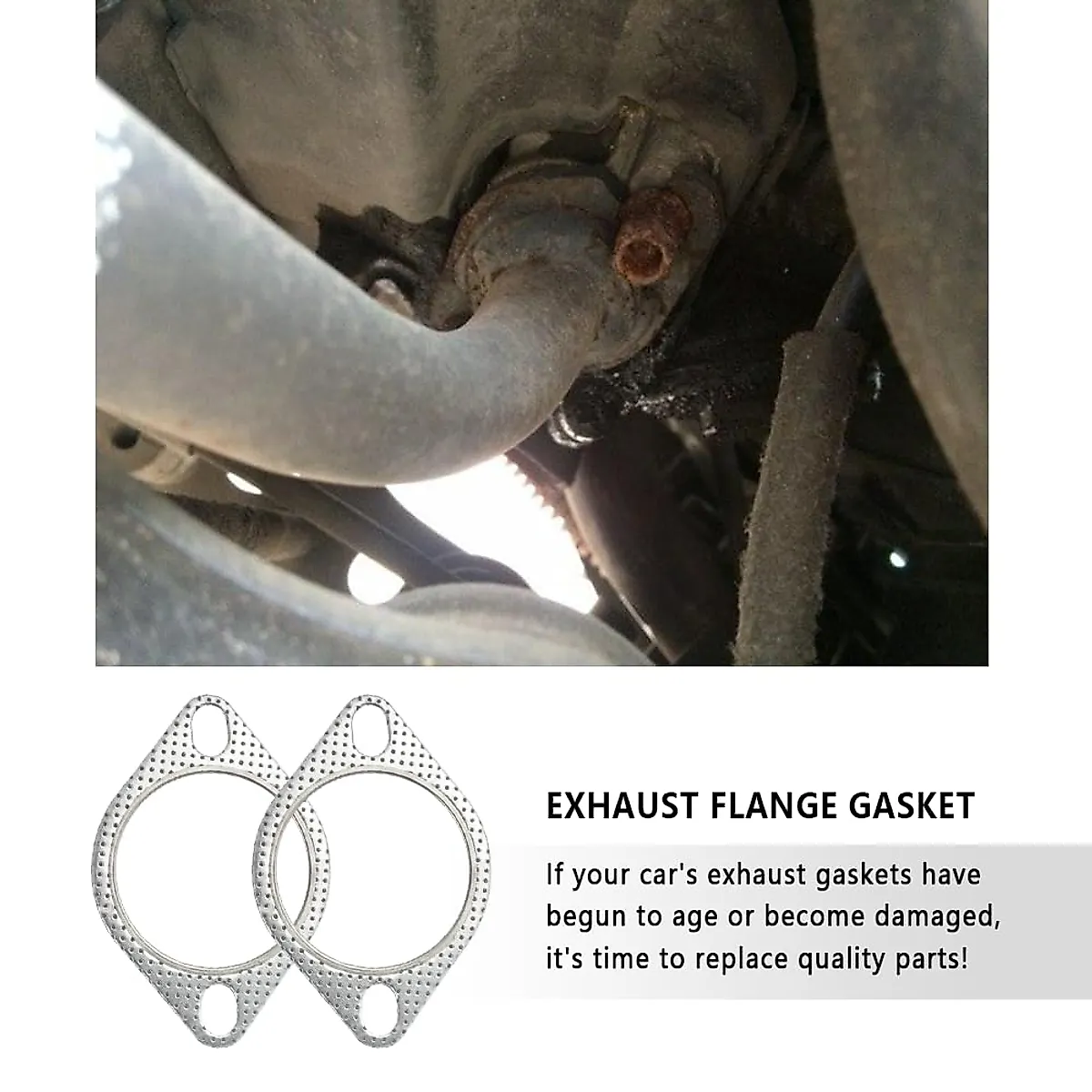 2 PCS Car Exhaust Gasket,2.5" 2-Bolt Exhaust Flange Gasket Replacement OEM#120-06310-0002,Standard Exhaust Manifold Gasket Car Accessories Made of High Temp Gasket Material(2.5inch)