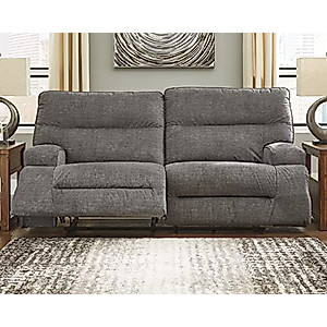 Signature Design by Ashley Coombs Oversized Contemporary 2 Seat Manual Pull Tab Reclining Sofa, Gray