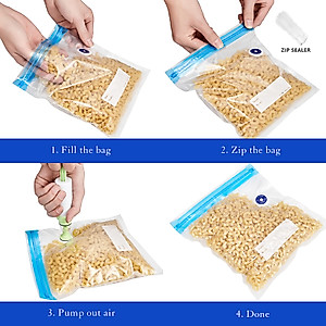 VICARKO Reusable Sous Vide Bags 3 Sizes - 30 Pack with Hand Pump, Sealing Clips for Sous Vide Cooking and Food Storage