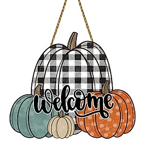 Fall Door Decor Fall Welcome Door Sign Fall Door Wreath Fall Home Farmhouse Decor Wooden Fall Pumpkin Wall Decor Rustic Fall Door Hanger for Harvest Thanksgiving Living Room Indoor Home Decor