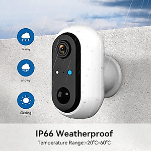 VENZ Security Camera Outdoor Wireless, IP66 Weatherproof, 1080P Battery Powered WiFi Surveillance Cameras, Night Vision, Motion Detection, 2-Way-Talk, Compatible with Alexa (White-2020)