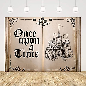 LYCGS 7X5FT Fairy Tale Books Backdrop Once Upon a Time Backdrop Ancient Castle Princess Romantic Photo Background Book Themed Party Background Wedding Birthday Party Decorations Banner X-43