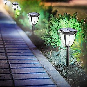 Solar Pathway Lights Outdoor, Solar Powered Walkway Lights Dusk to Dawn Up to 12Hrs, IP65 Waterproof Auto On/Off Soalr Landscape Path Lighting Decorative for Garden Yard Patio Lawn Driveway -2 Pack