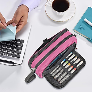 Zcassi Big Capacity Pencil Case 3 Compartments Canvas Bag Multifunctional Marker Pen Pouch Holder Office College School Durable Portable Large Storage Bag for Kids Teens Student Adults