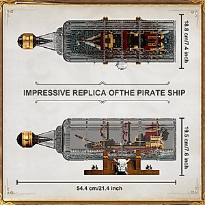 Mould King 10066 One Piece Ship in a Bottle Building Blocks Kits, MOC Queen Anne's Revenge Pirate Ship Model Building Sets, Gift for Kids Age 8+/Adults Collections Enthusiasts (2488+ Pieces)