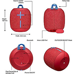 Logitech Ultimate Ears WONDERBOOM 2 Portable Waterproof Bluetooth Speaker - Wireless Boom Box - Non Retail Packaging (Radical Red)