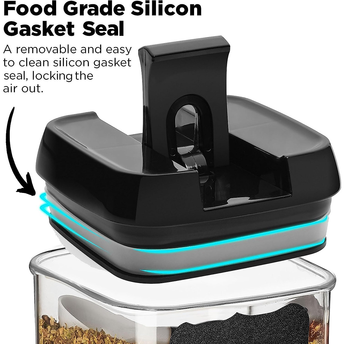 Shazo 9 Pc Airtight Food Storage Containers Set with Lids Plastic Kitchen Cabinet & Pantry Organization Canister Set for Spices, Herbs, Coffee & Tea - BPA Free - 9 Spoons