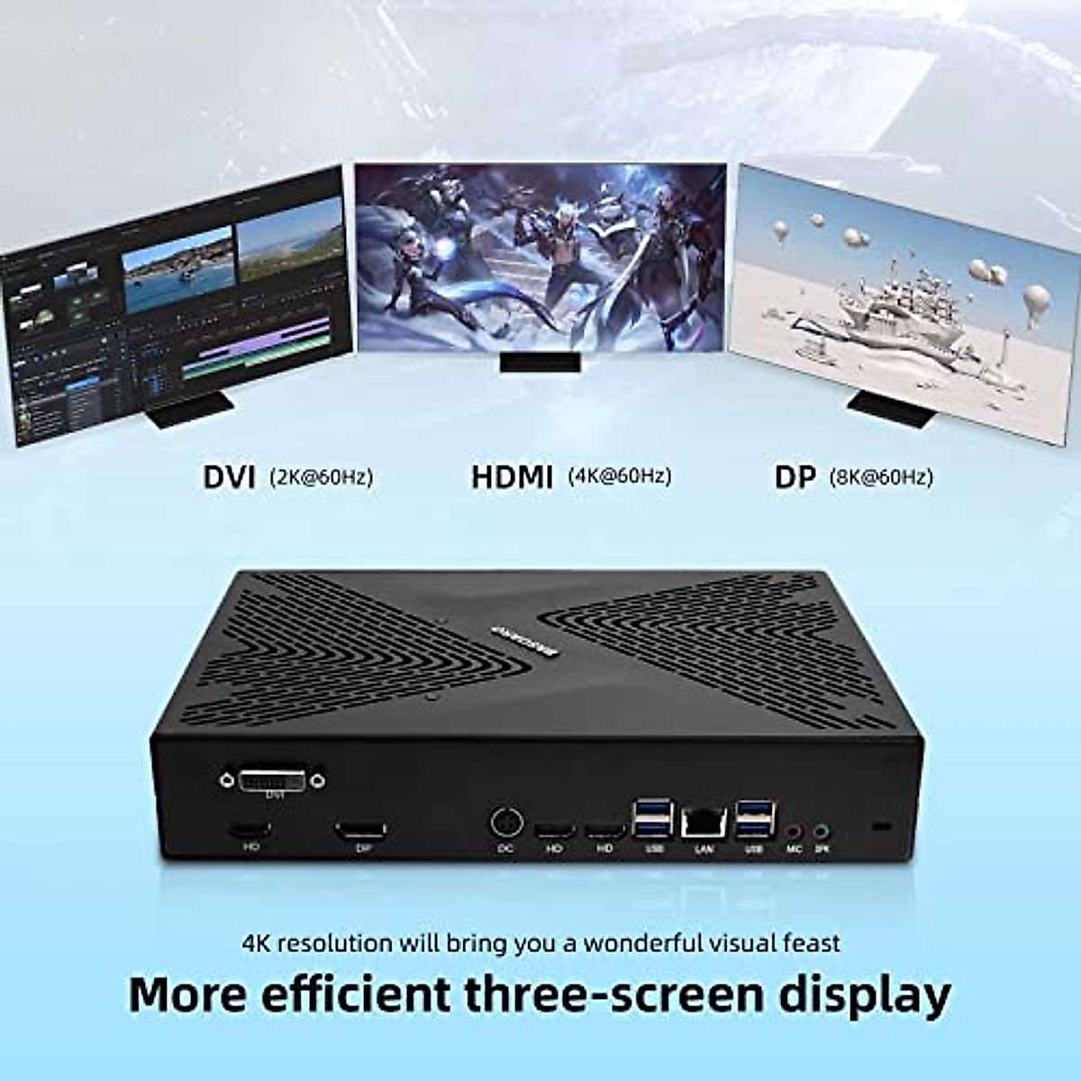 BASOARO Mini PC Windows 11 Pro, Gaming Mini PC, GeForce GTX 1650 Core i7 10870H, 16G RAM 512G SSD, Gigabit Ethernet, USB 3.0, USB2.0, HD/DP/DVI, BT, Dual Band WiFi, Gaming Home Small Computer