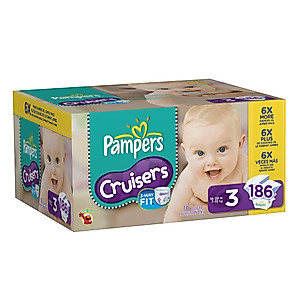Pampers Cruisers Economy Plus Pack, Size 3, 186-Count